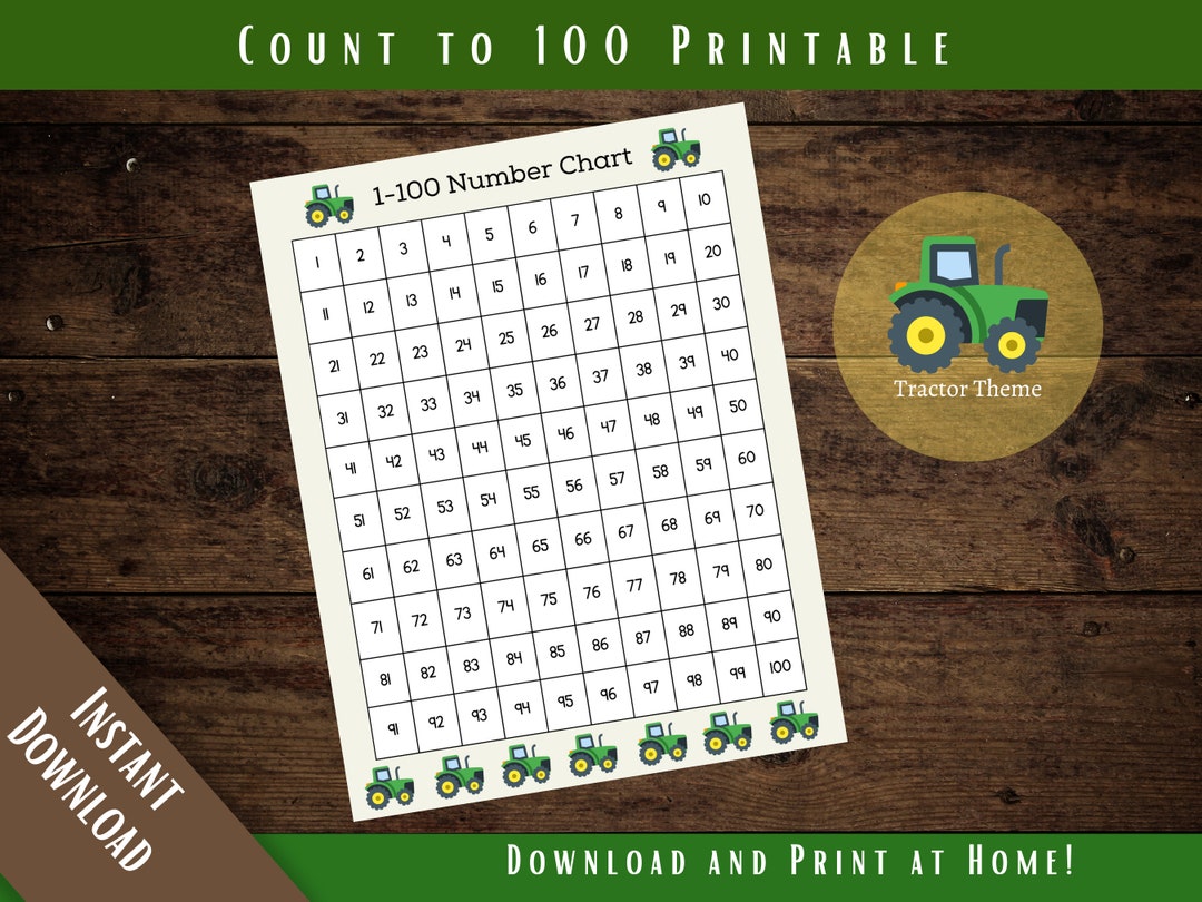 Number Chart/ Printable Hundreds Chart/ 1-100 Number Chart/ Count to ...