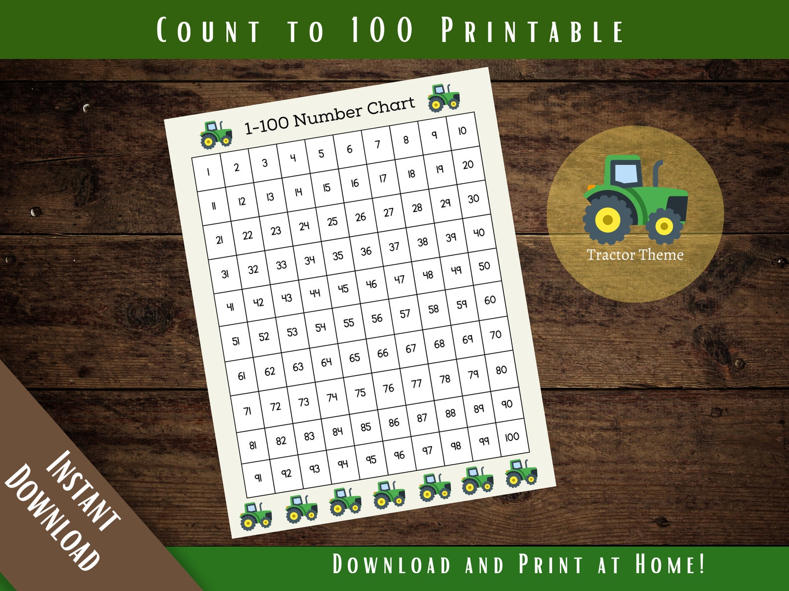 Number Chart/ Printable Hundreds Chart/ 1-100 Number Chart/ Count to ...
