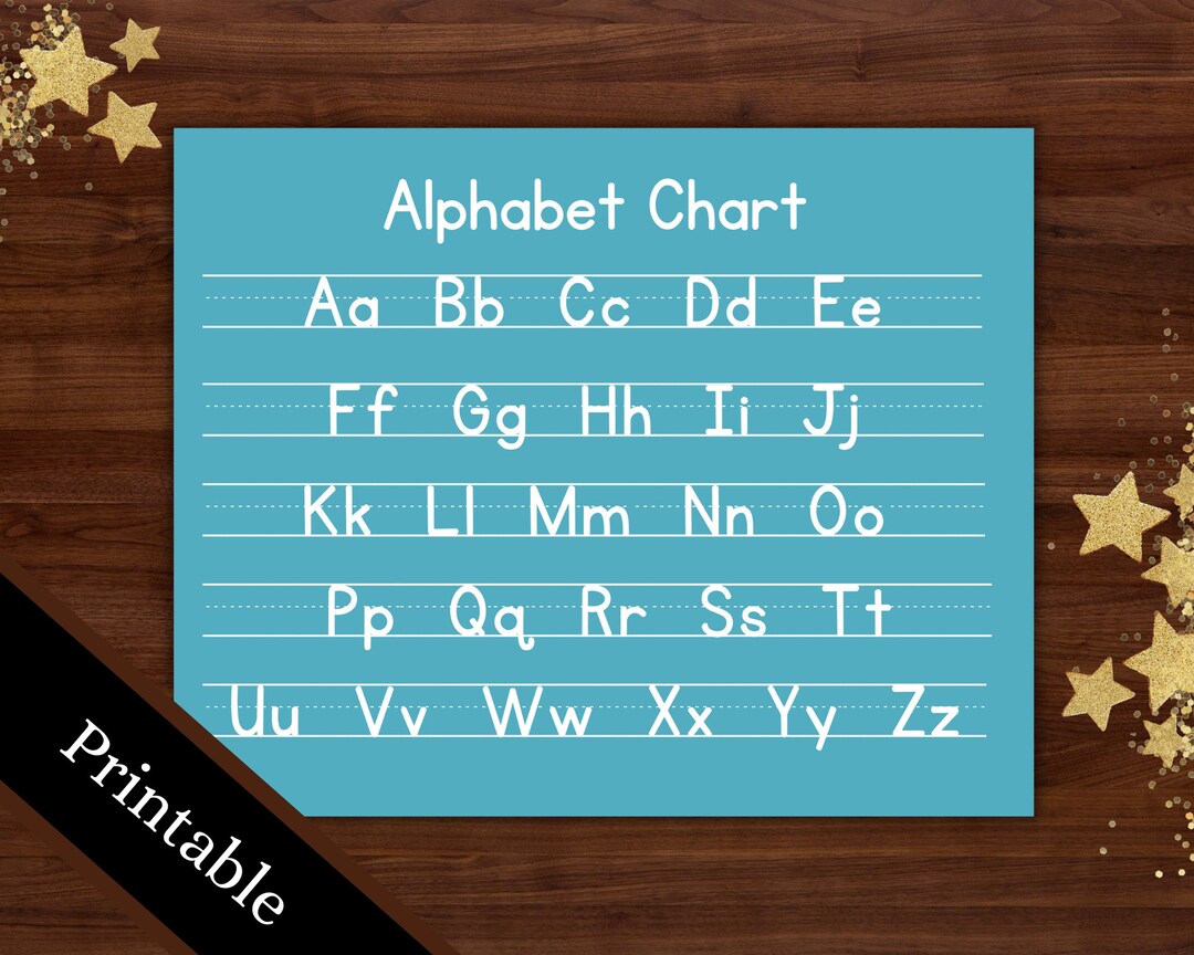 Turquoise Alphabet Chart / Printable ABC Chart / Handwriting Chart ...