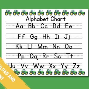 Printable ABC Chart, Tractor, Alphabet Chart, Handwriting Chart ...