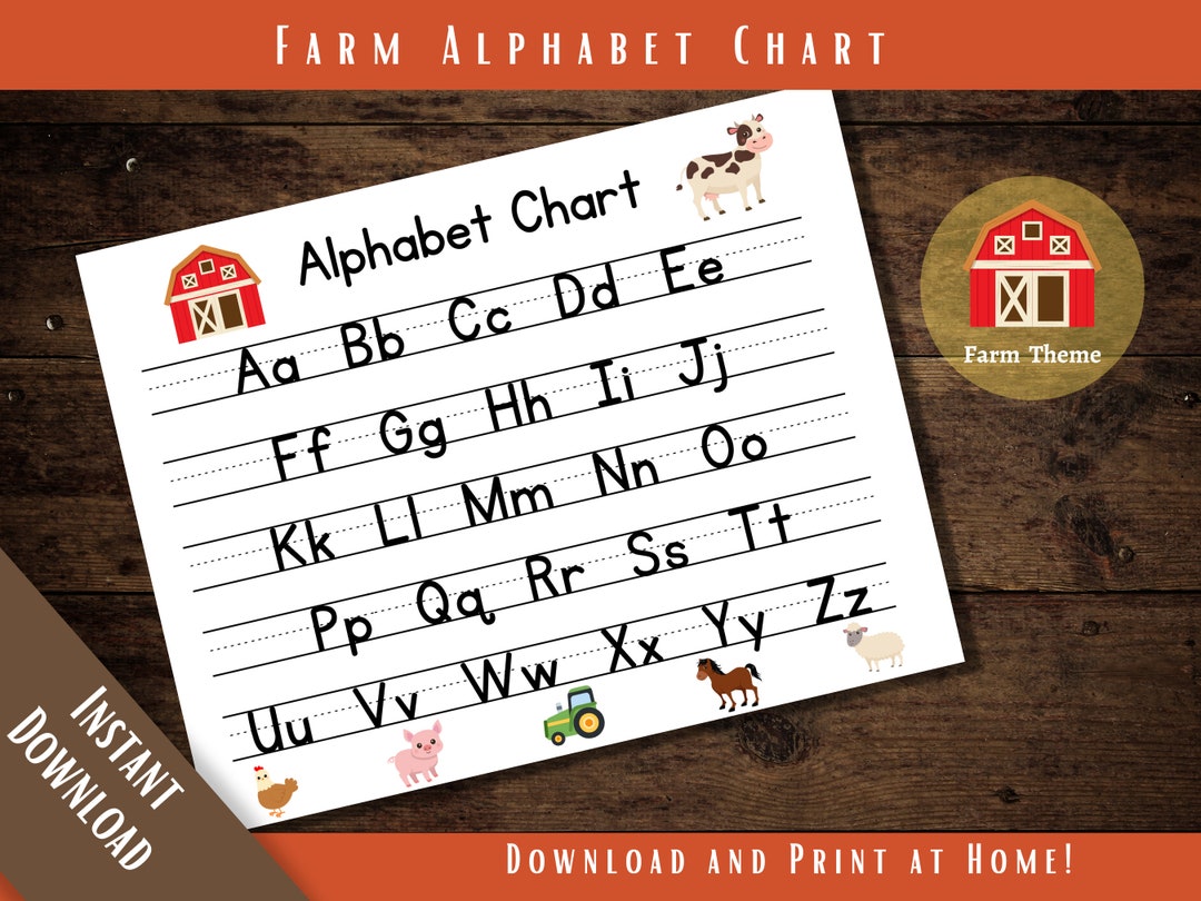 Printable ABC Chart, Farming, Alphabet Chart, Handwriting Chart ...