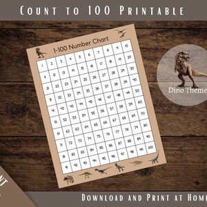 Hundreds Chart Printable/ 1-100 Number Chart/ Dinosaur/ School Resource ...