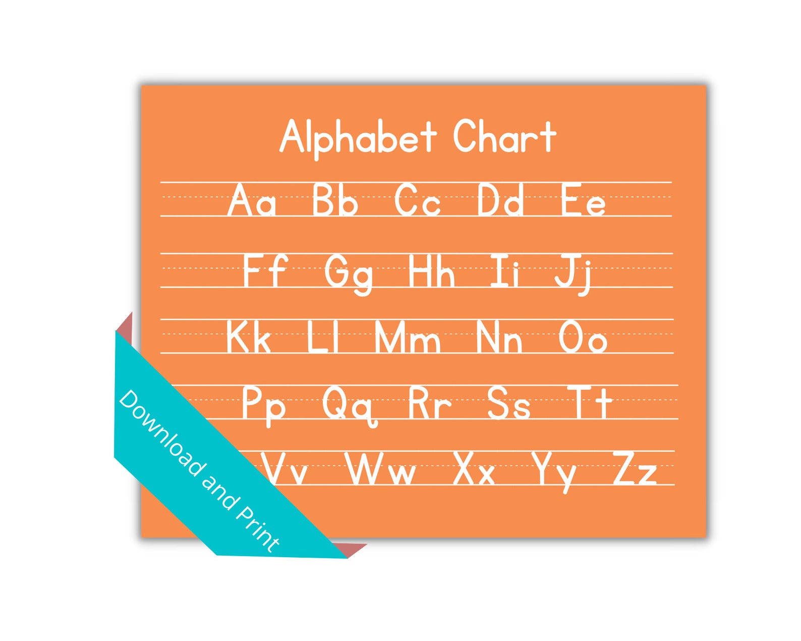 Orange Alphabet Chart / Printable ABC Chart / Alphabet Chart ...