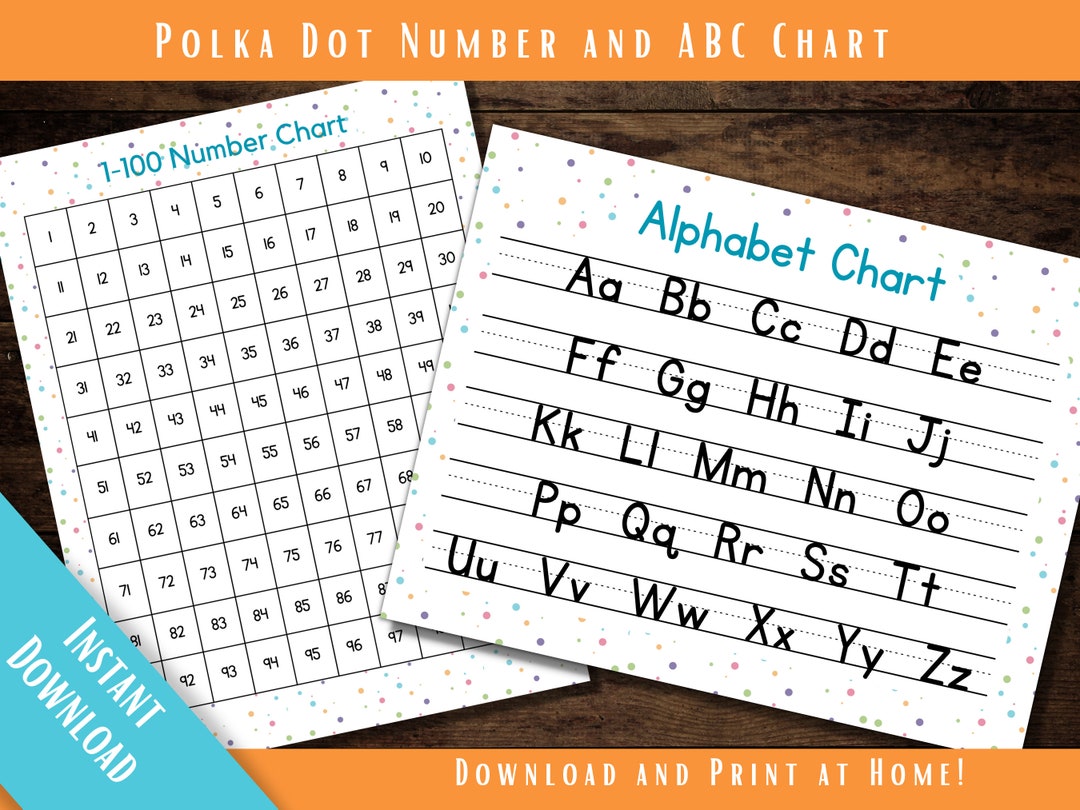 Alphabet Chart, Number Chart, Instant Download, Handwriting Chart, 1 ...