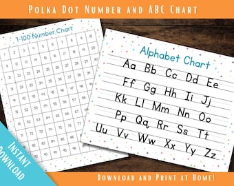 Alphabet Chart, Number Chart, Instant Download, Handwriting Chart, 1 ...