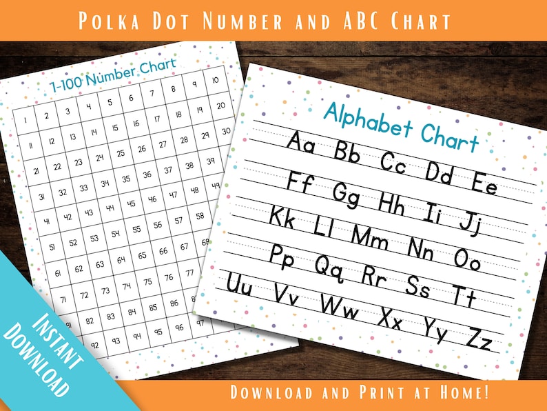 Alphabet Chart, Number Chart, Instant Download, Handwriting Chart, 1 ...