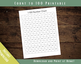 Number Chart/ Printable Hundreds Chart/ 1-100 Number Chart/ Count to ...
