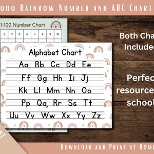 Alphabet Chart, Number Chart, Instant Download, Handwriting Chart, 1 ...