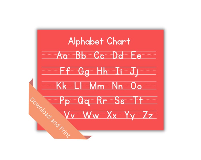 Red Alphabet Chart / Printable ABC Chart / Alphabet Chart / Handwriting ...