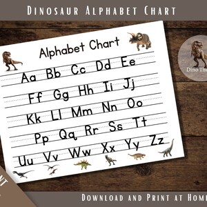 Printable ABC Chart, Dinosaur, Alphabet Chart, Handwriting Chart ...