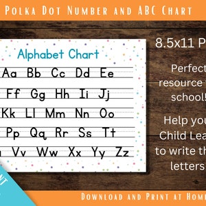 Alphabet Chart, Number Chart, Instant Download, Handwriting Chart, 1 ...