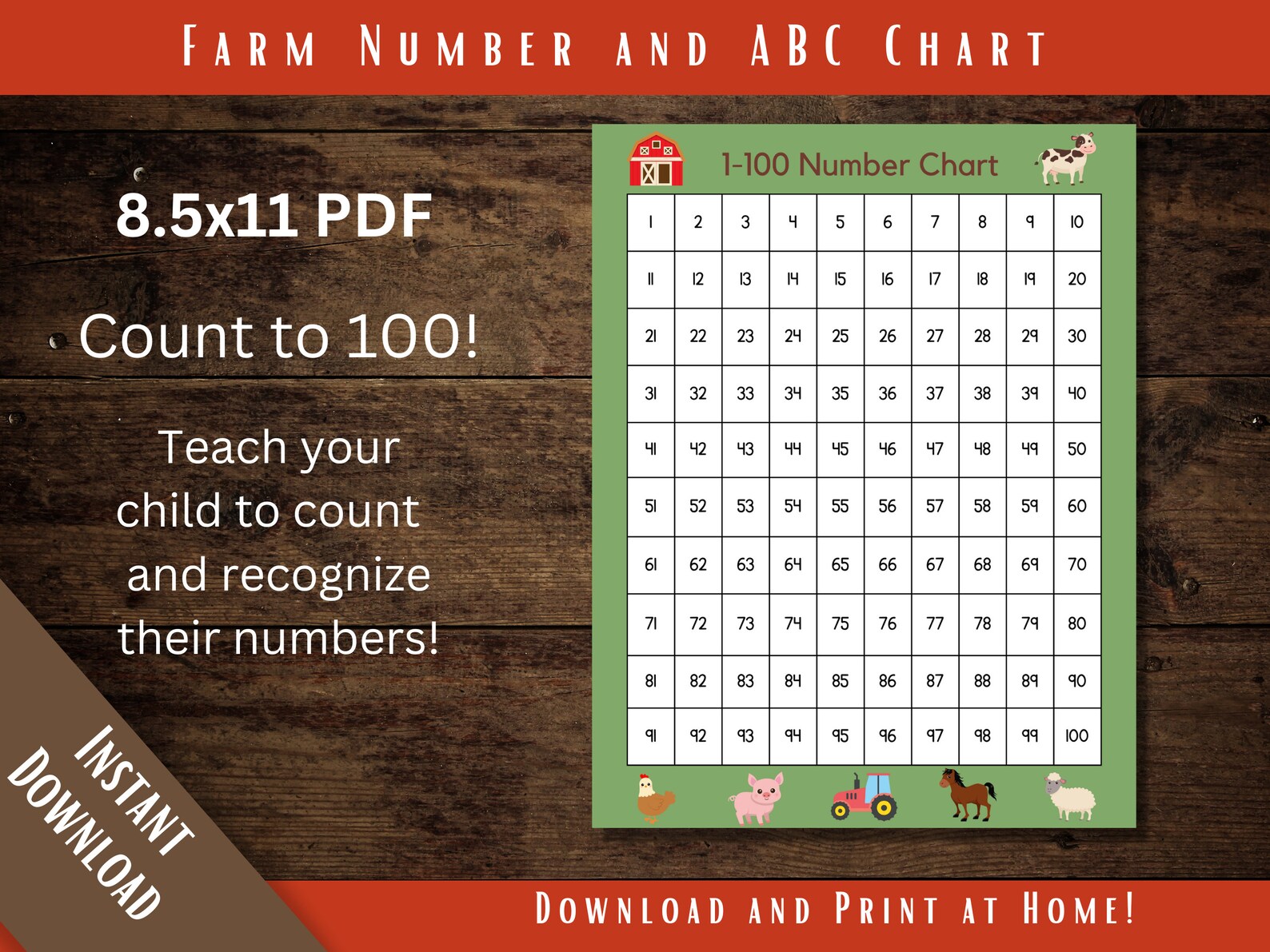 Alphabet Chart, Number Chart, Instant Download, Handwriting Chart, 1 ...