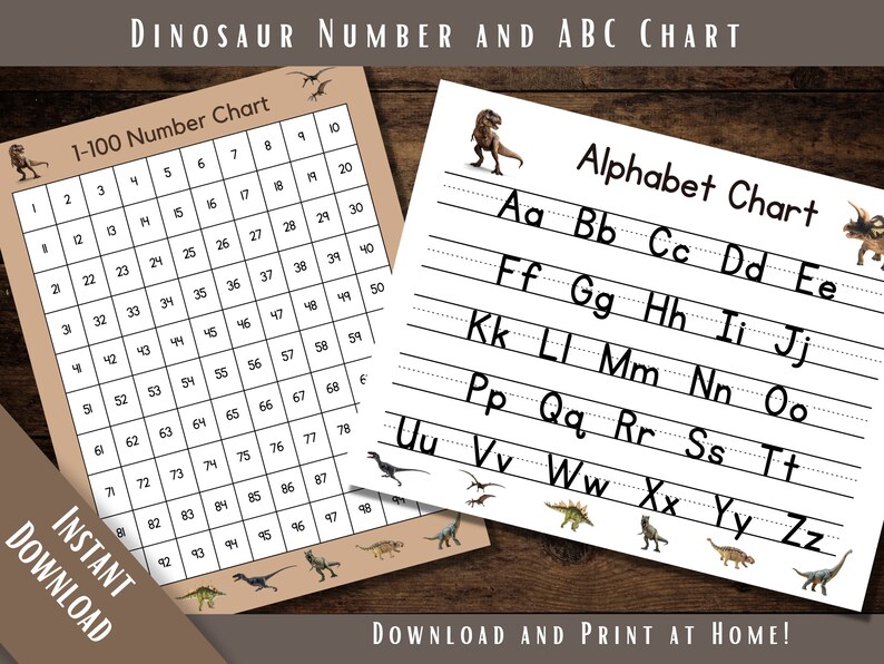 Alphabet Chart, Number Chart, Instant Download, Handwriting Chart, 1 ...