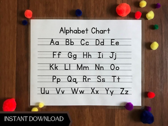 Printable ABC Chart Alphabet Chart Handwriting Chart - Etsy