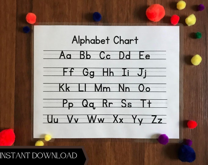 Printable ABC Chart, Alphabet Chart, Handwriting Chart, Homeschool ...