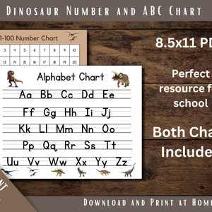 Alphabet Chart, Number Chart, Instant Download, Handwriting Chart, 1 ...
