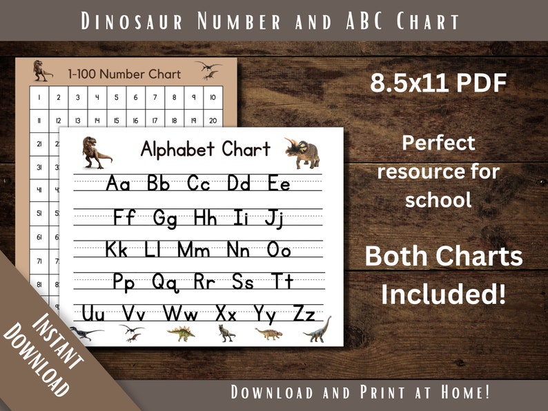 Alphabet Chart, Number Chart, Instant Download, Handwriting Chart, 1 ...