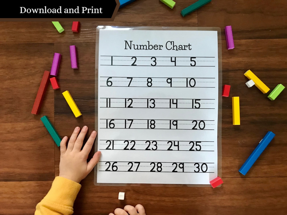 Printable Number Chart / Kindergartener Learning Numbers /learning to ...