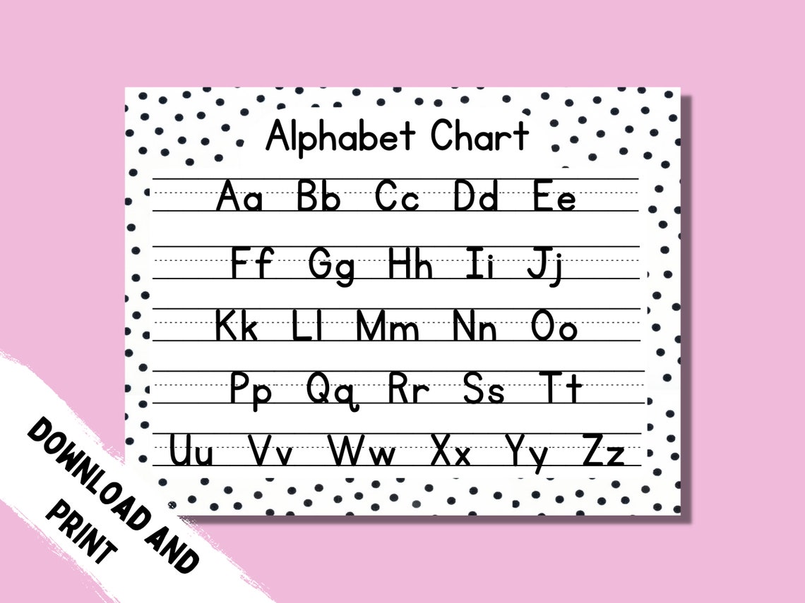 Printable ABC Chart, Alphabet Chart, Polka Dot, Handwriting Chart ...