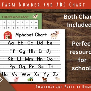 Alphabet Chart, Number Chart, Instant Download, Handwriting Chart, 1 ...