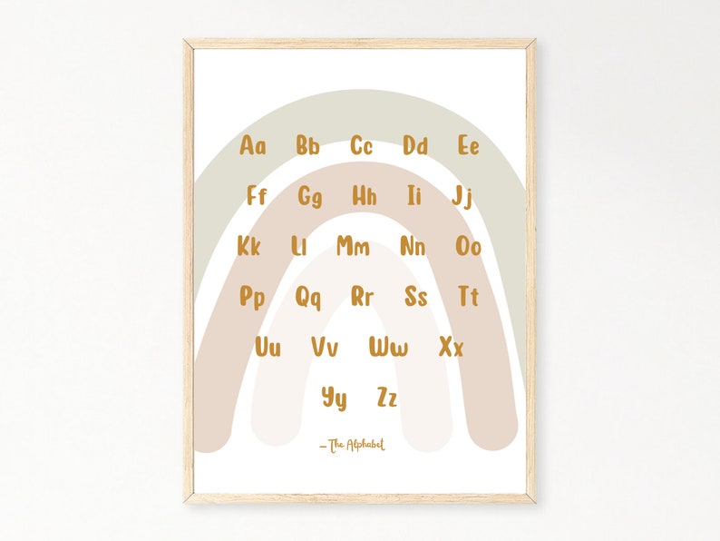 Upper and Lowercase Letters, Boho Rainbow Decor, Alphabet Posters ...