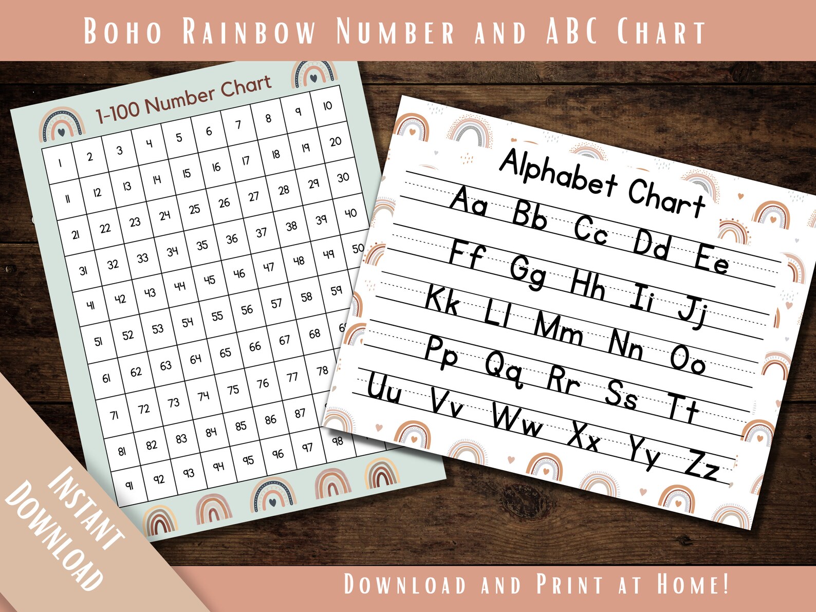 Alphabet Chart, Number Chart, Instant Download, Handwriting Chart, 1 ...