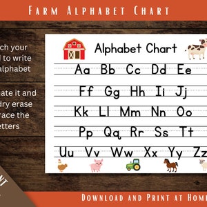 Printable ABC Chart, Farming, Alphabet Chart, Handwriting Chart ...