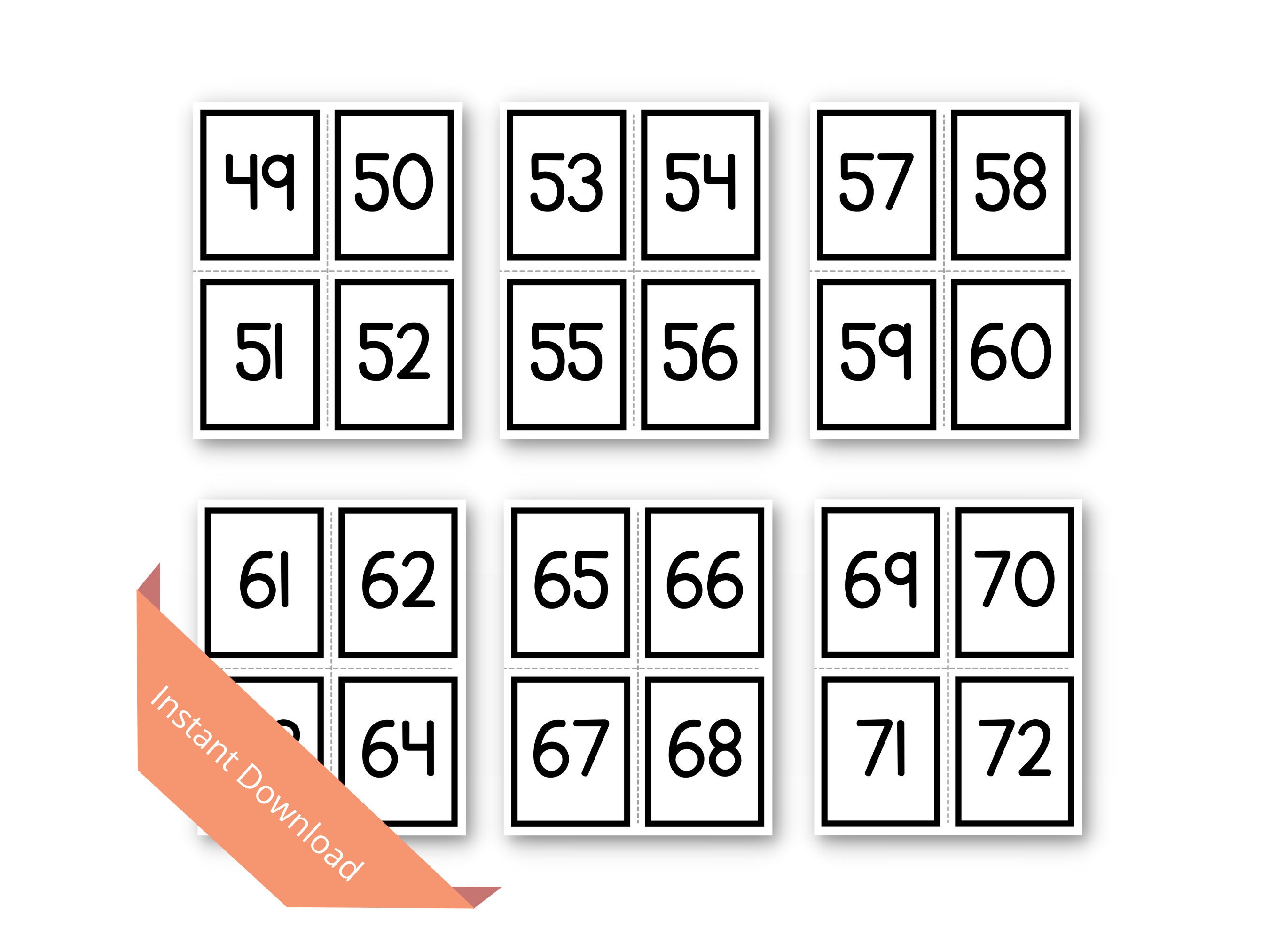 Numbers 1 100 Flashcards Homeschool Printable Counting Counting 