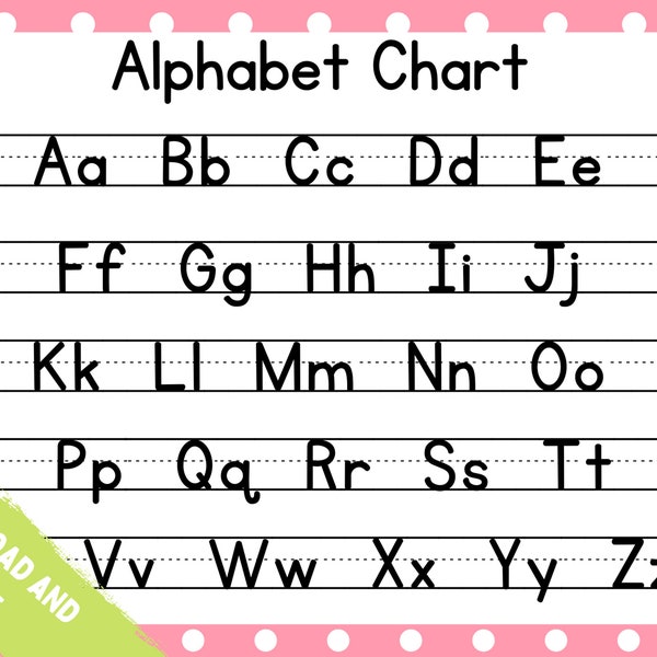 Alphabet Chart, Number Chart, Instant Download, Handwriting Chart, 1 ...