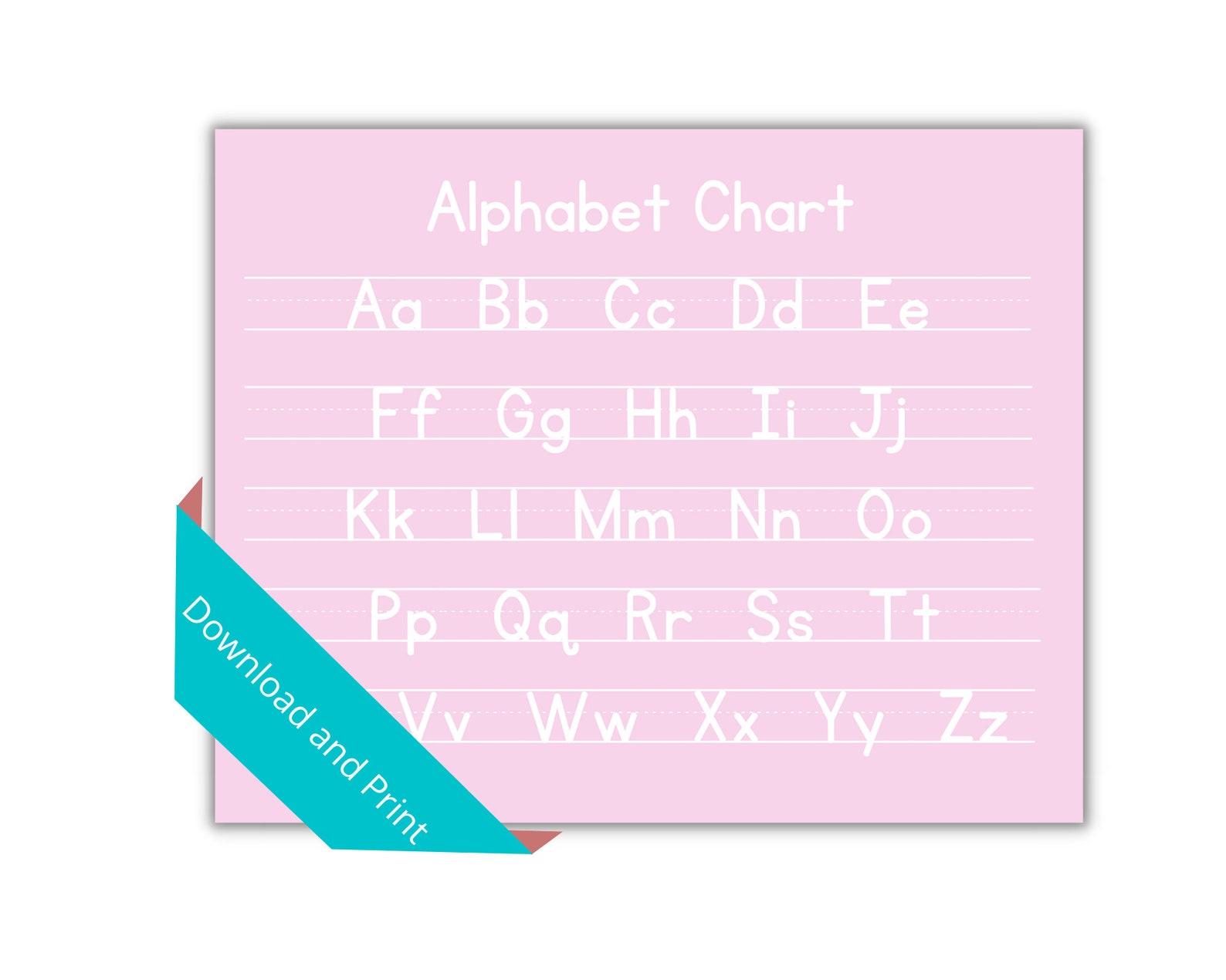 Pink Alphabet Chart / Printable ABC Chart / Alphabet Chart ...