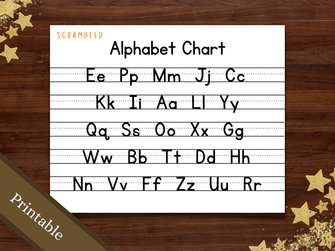 Scrambled Alphabet Chart / Printable ABC Chart / Alphabet Chart / Handwriting Chart / School ...