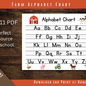 Printable ABC Chart, Farming, Alphabet Chart, Handwriting Chart ...