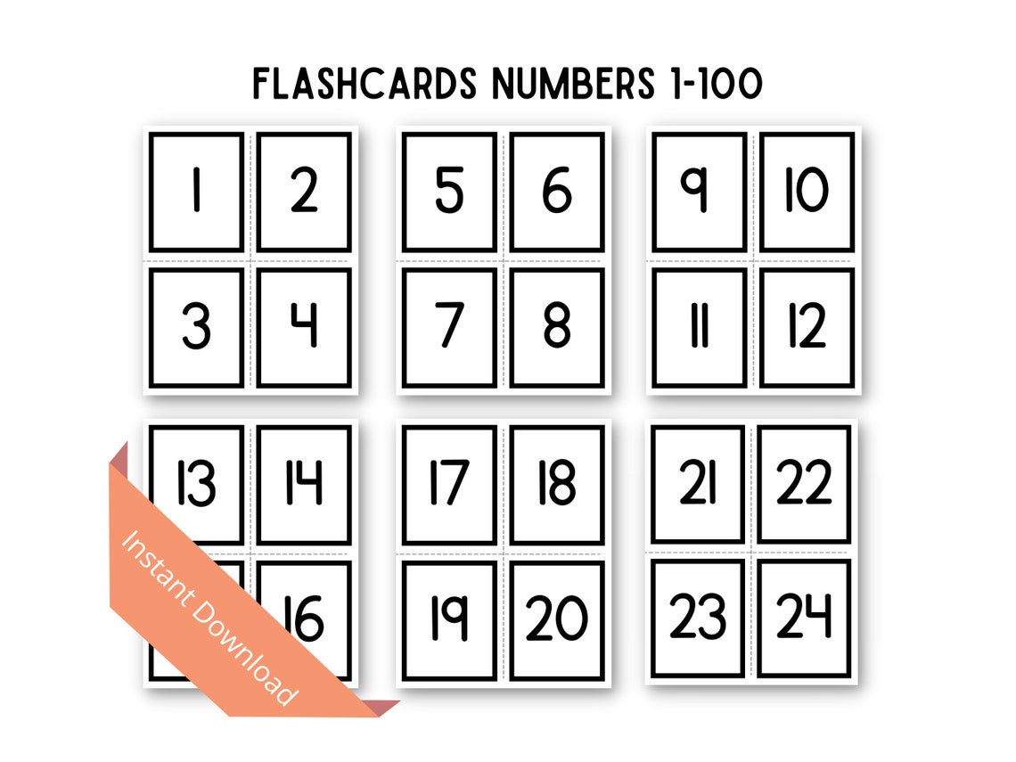 Numbers 1-100 Flashcards / Homeschool Printable Counting / Counting ...