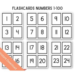 Numbers 1-100 Flashcards / Homeschool Printable Counting / Counting ...