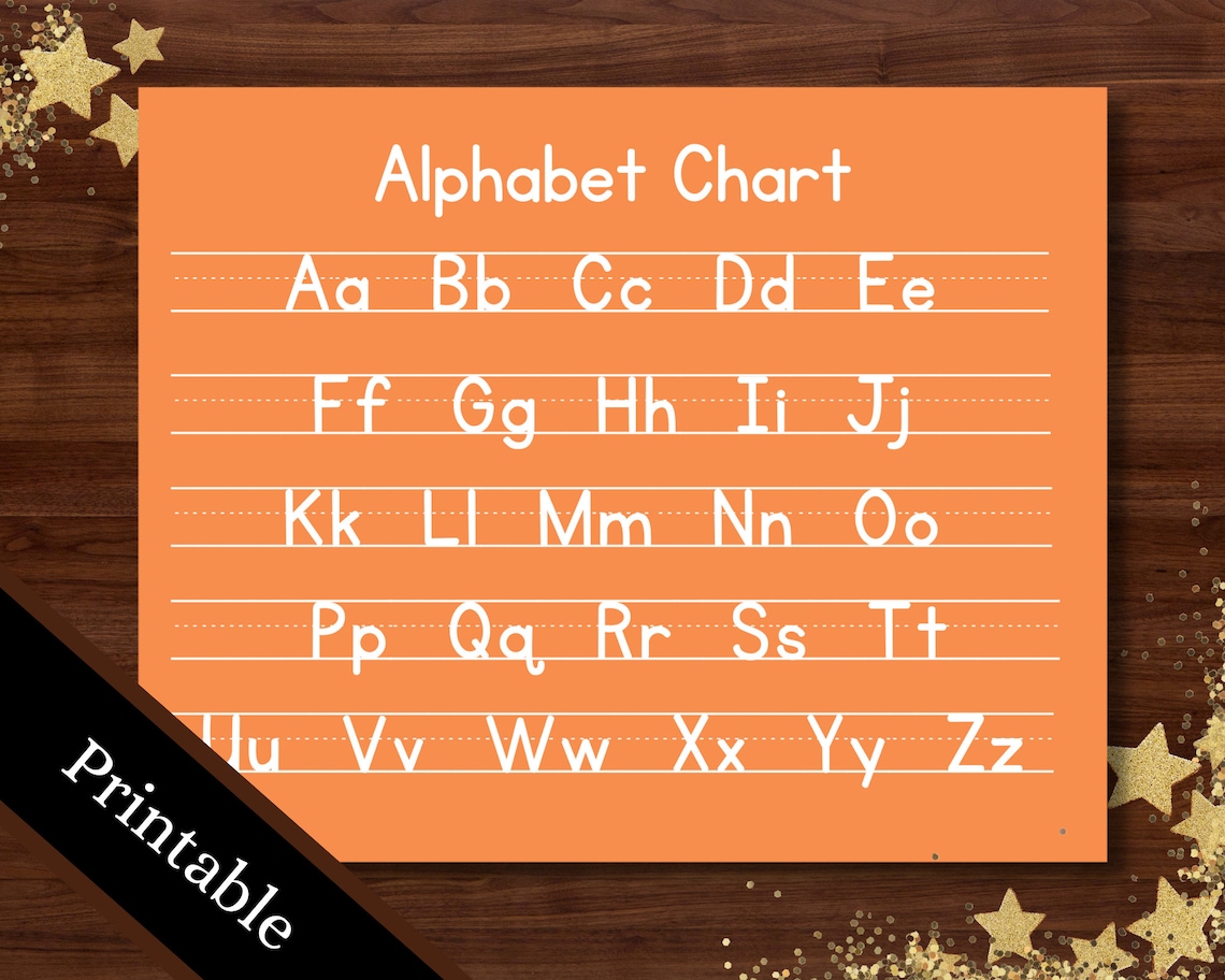 Orange Alphabet Chart / Printable ABC Chart / Alphabet Chart ...