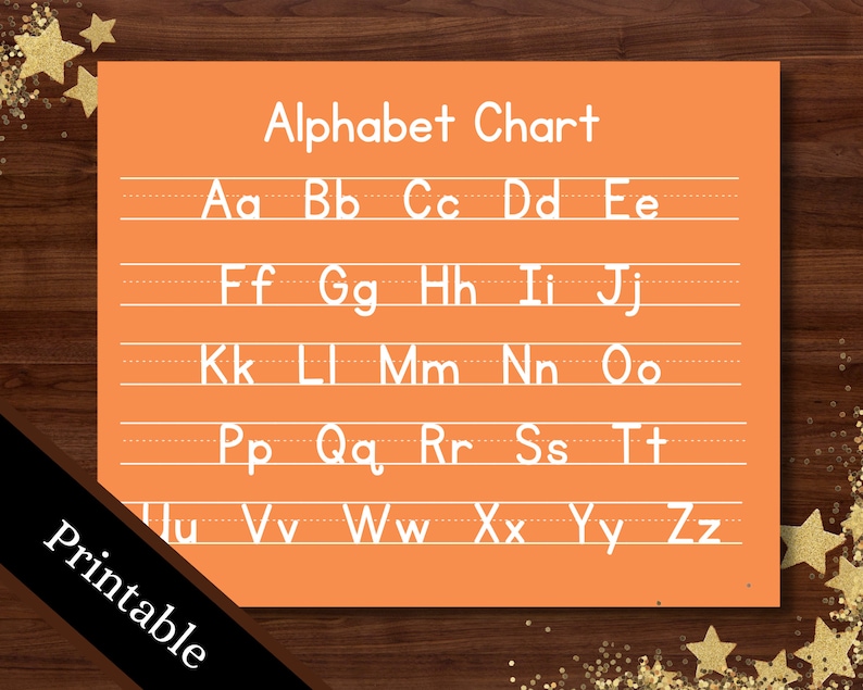 Orange Alphabet Chart / Printable ABC Chart / Alphabet Chart / - Etsy
