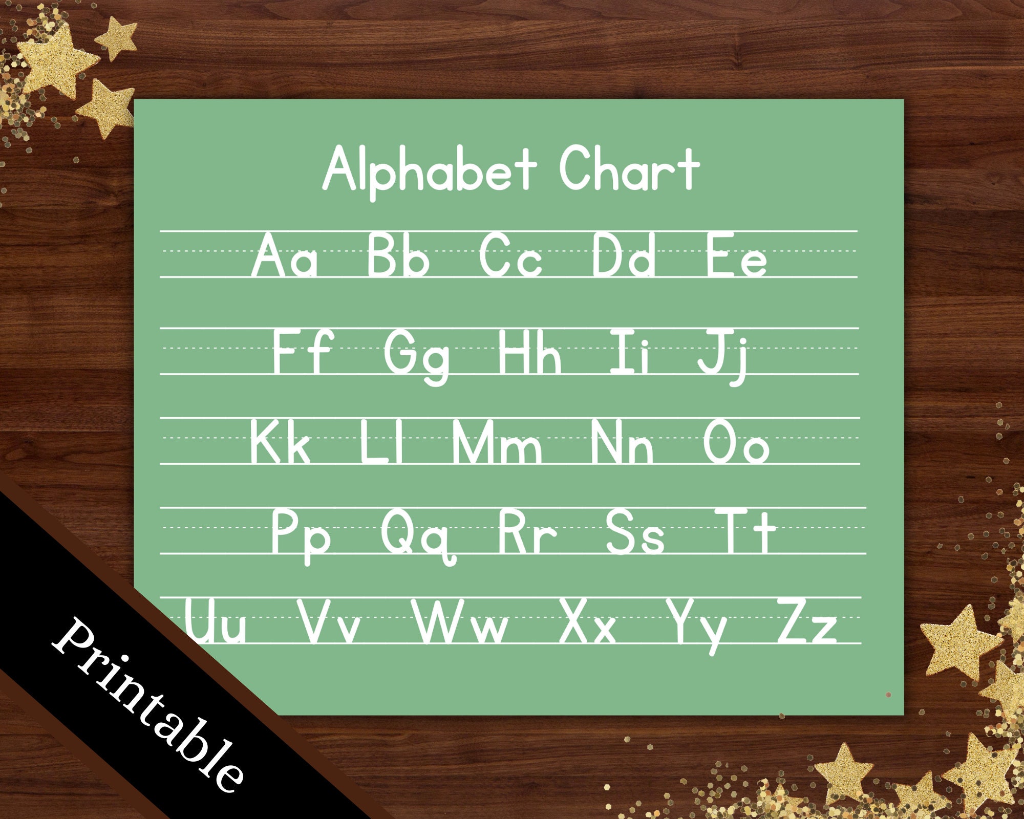 Chalkboard Green Alphabet Chart Printable ABC Chart Alphabet Chart