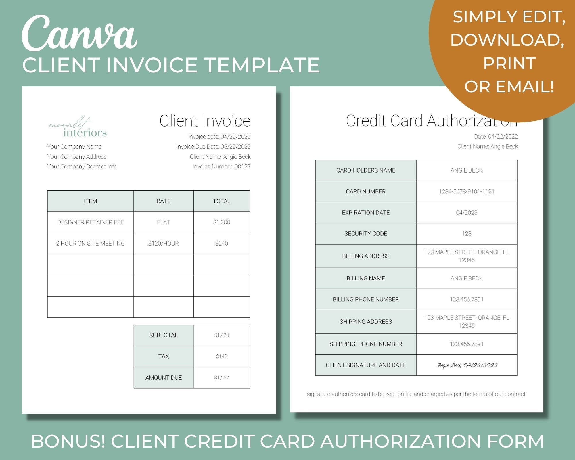 Boho Custom Client Invoice Canva Template, Minimalist Client Invoice ...