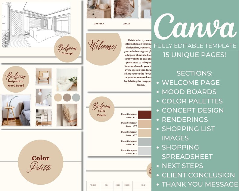 Boho Canva Client Presentation Template, Interior Designer Client ...