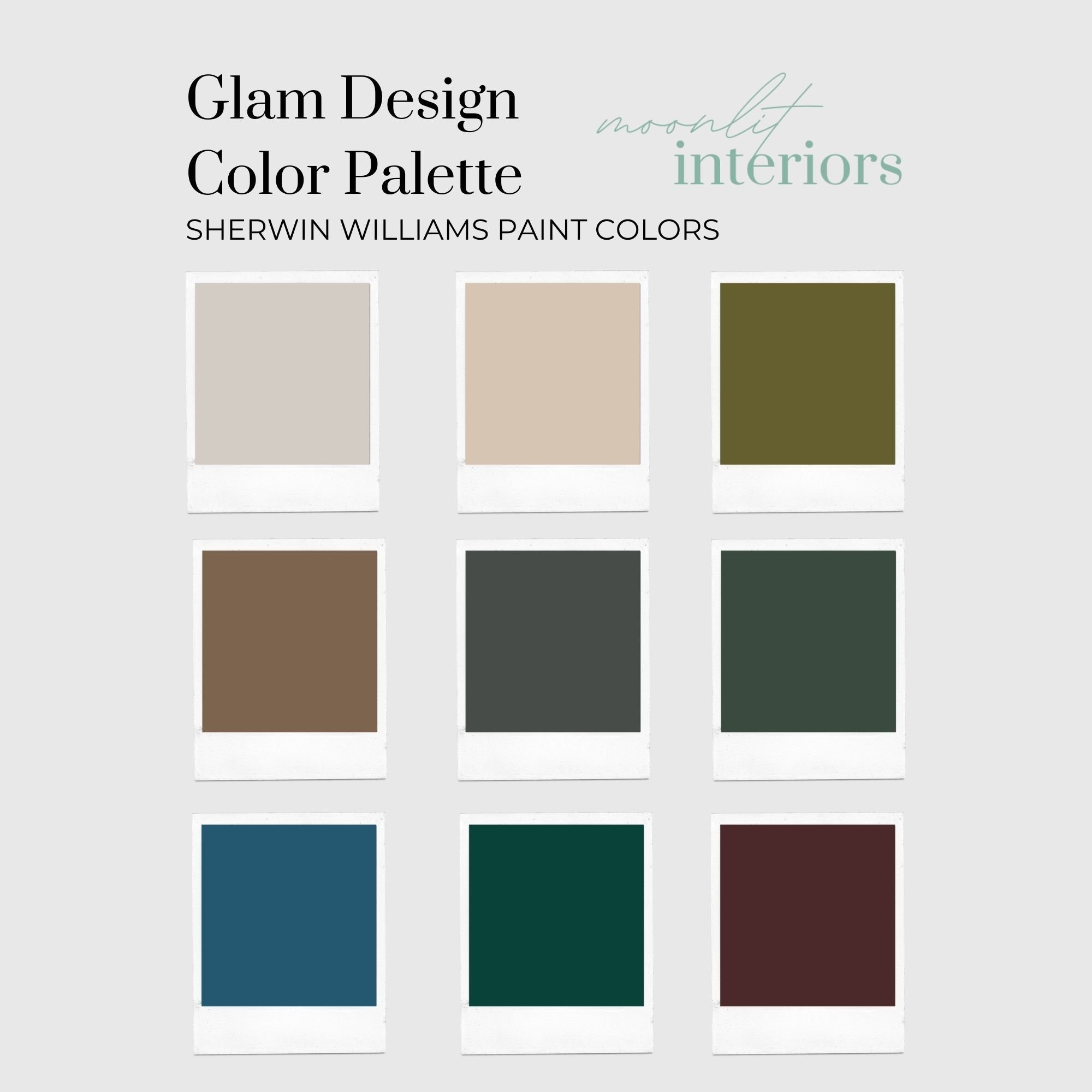 Glam Interior Design Home Color Palette, Interior Paint Palette, Pre ...