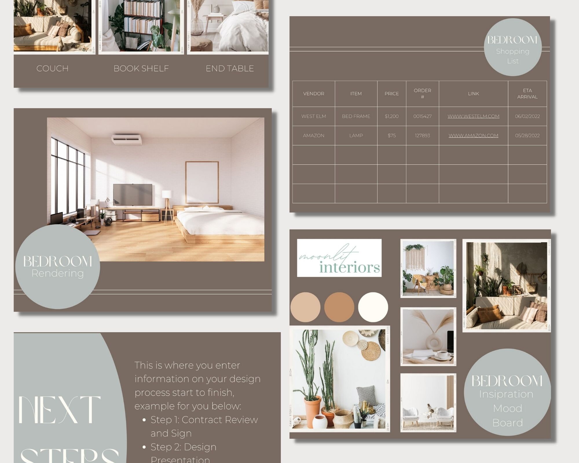 Boho Canva Client Presentation Template, Interior Designer Client ...