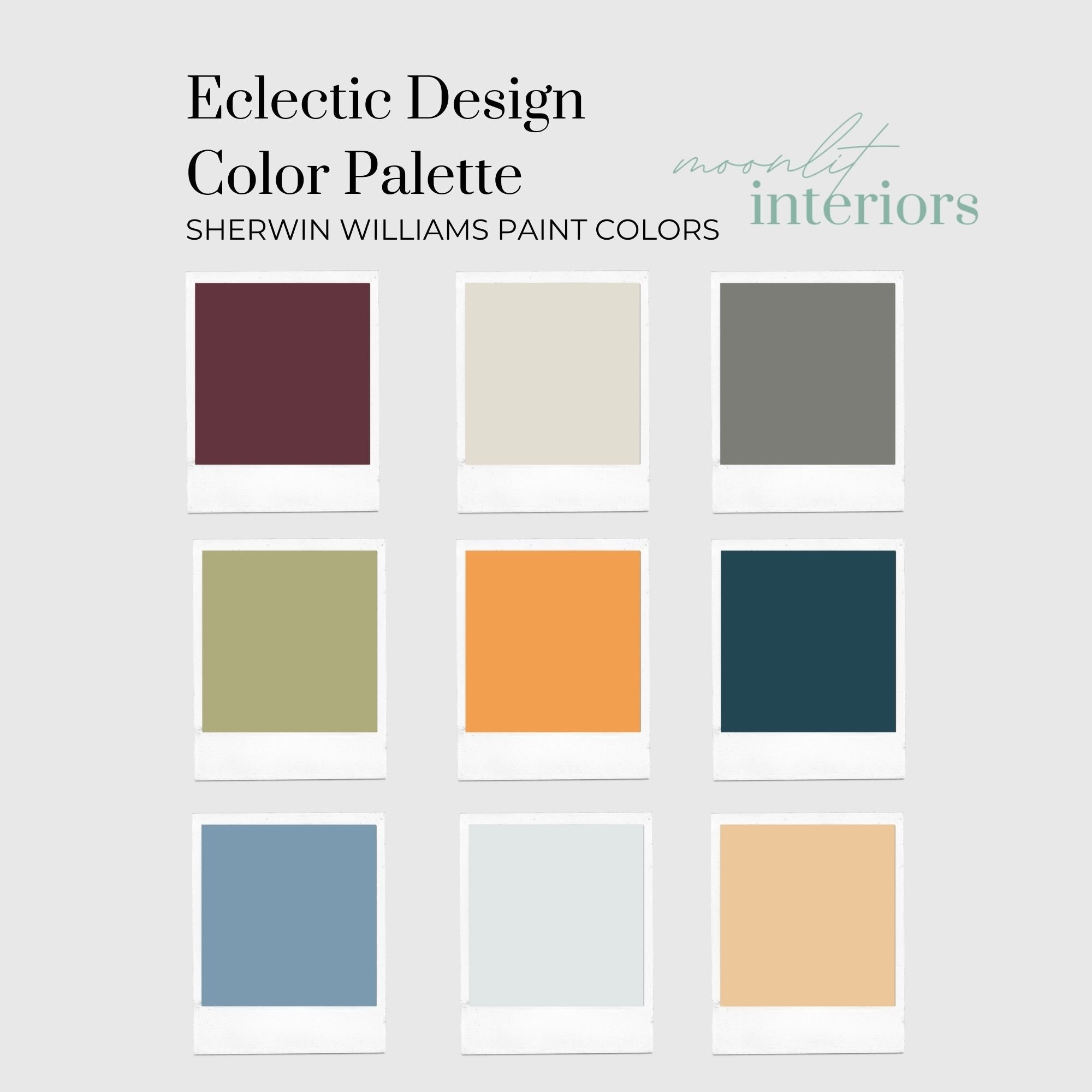 Eclectic Color Palette, Interior Paint Palette, Pre-selected Paint ...