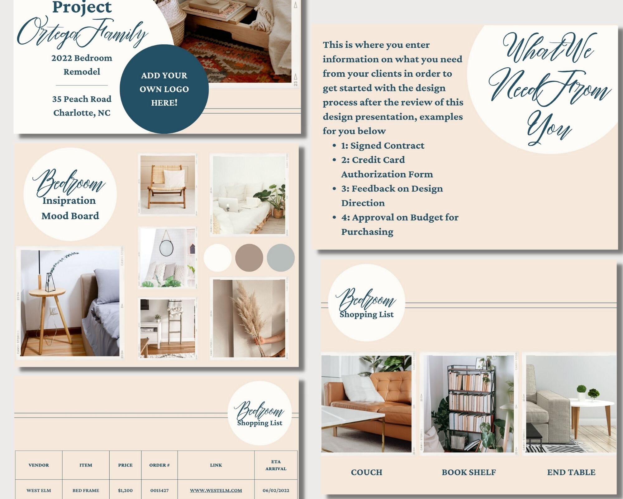 Canva Client Presentation Template, Interior Designer Client Welcome ...