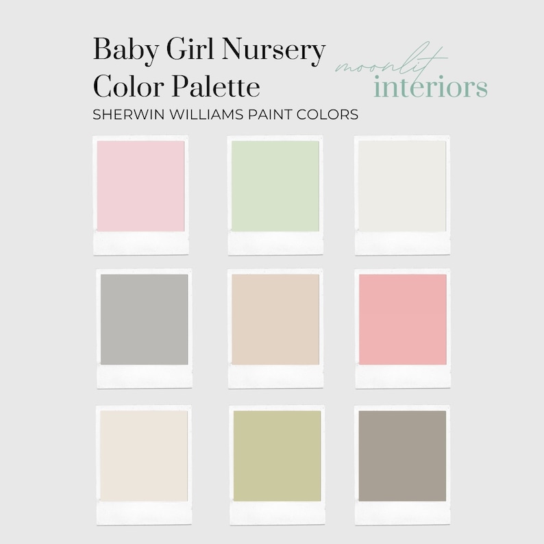 Baby Girl Nursery Color Palette, Interior Paint Palette, Pre-selected ...