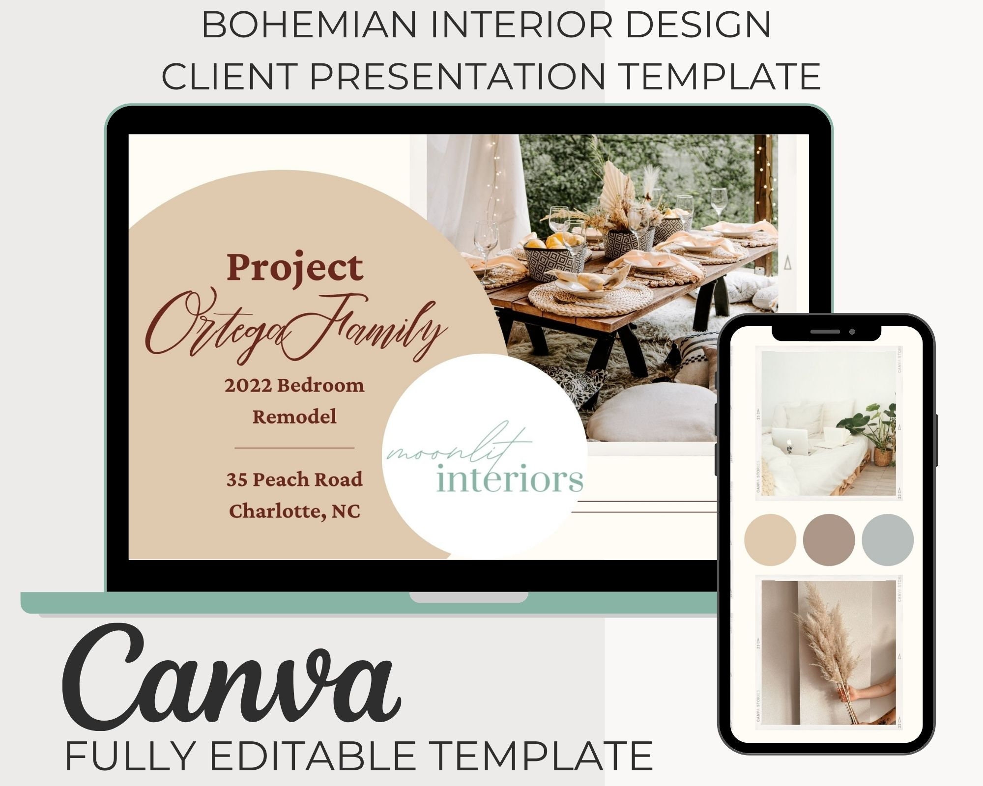 Boho Canva Client Presentation Template, Interior Designer Client ...