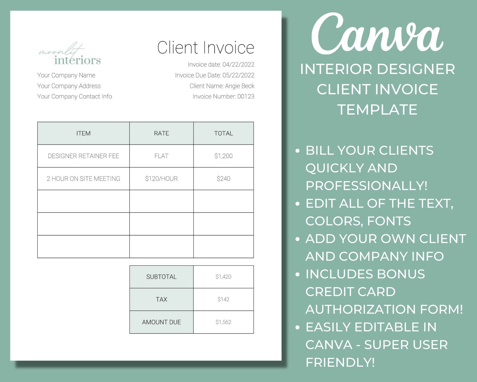 Custom Client Invoice Canva Template, Minimalist Client Invoice ...