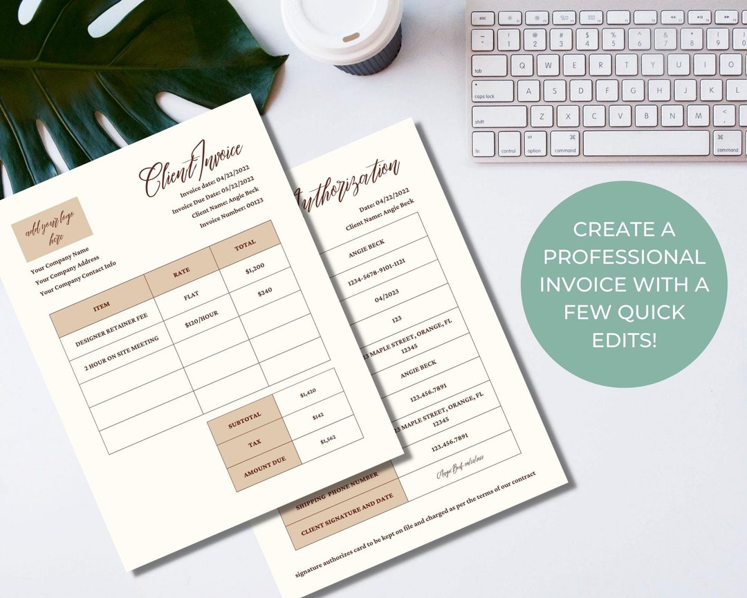 Plantilla Canva de factura de cliente personalizada de Boho, plantilla ...
