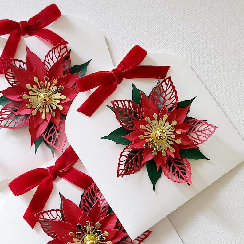 Handmade 3D Poinsettia Christmas Gift Card Holder – Festive Envelope - Etsy