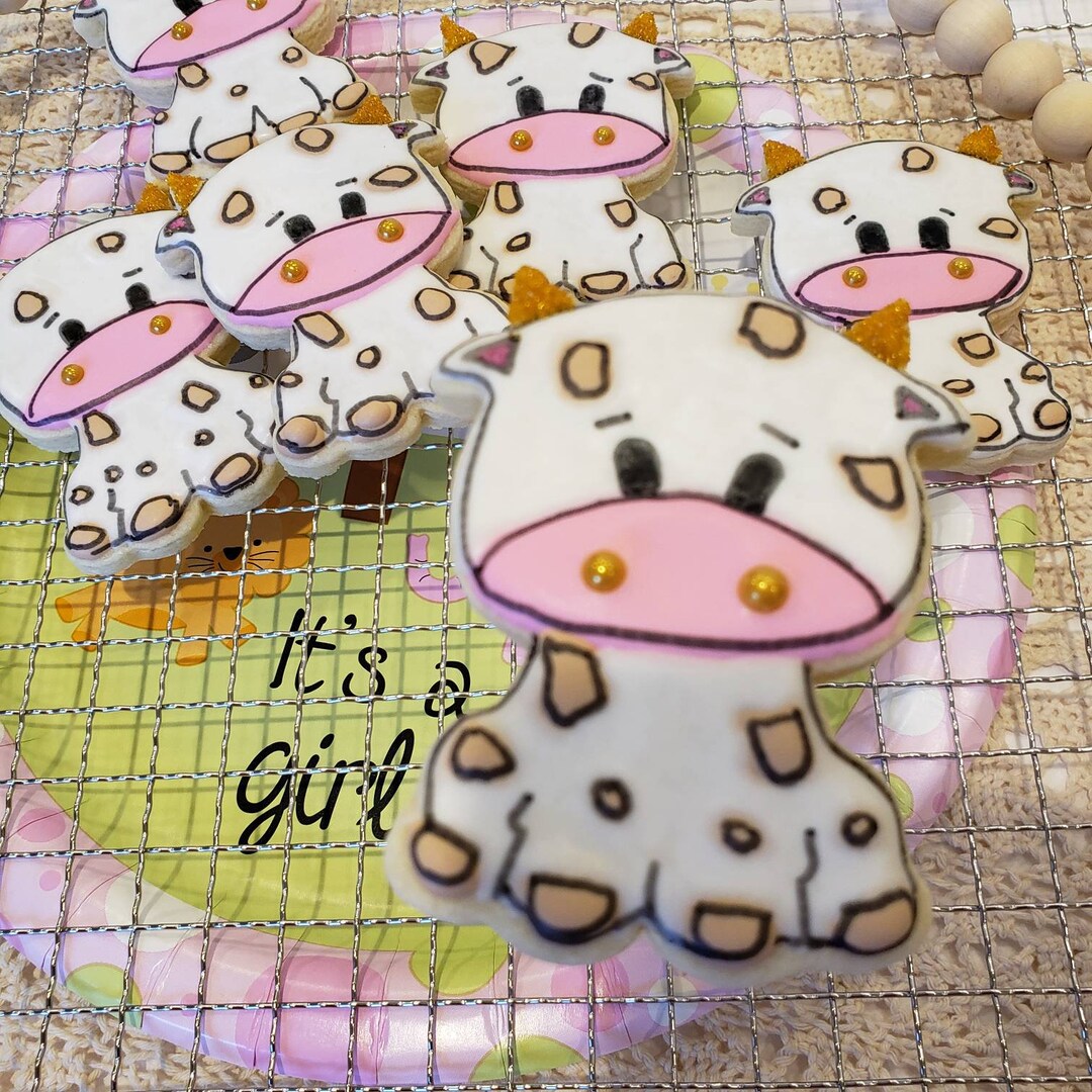 Baby Cow Sugar Cookies Baby Shower Birthday Party Favor Treats It's a ...