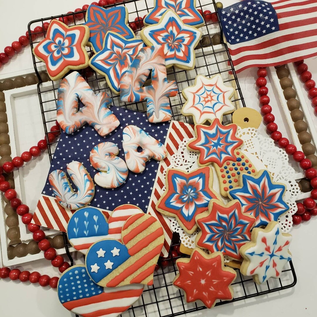 4th July Independence Day Decorated Fancy Sugar Cookies Patriot Red ...